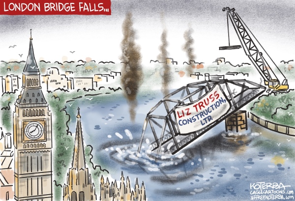 Liz Truss, London Bridge | Jeff Koterba | Comics | ArcaMax Publishing