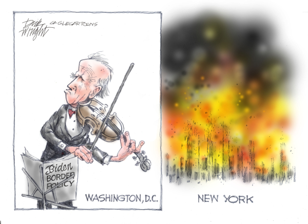 Biden Fiddles - NY Burns | Dick Wright | Comics | ArcaMax Publishing