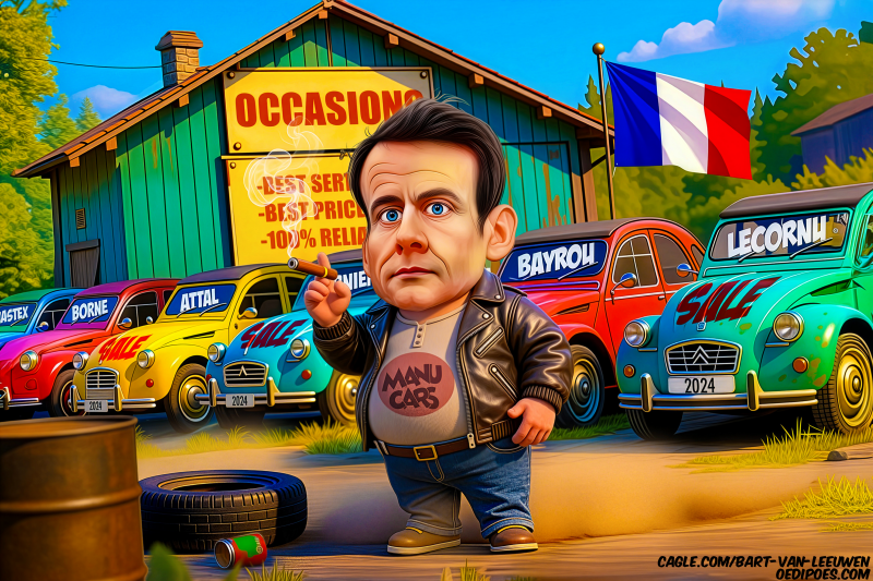 Emmanuel Macron the car salesman | Bart van Leeuwen | Comics | ArcaMax ...