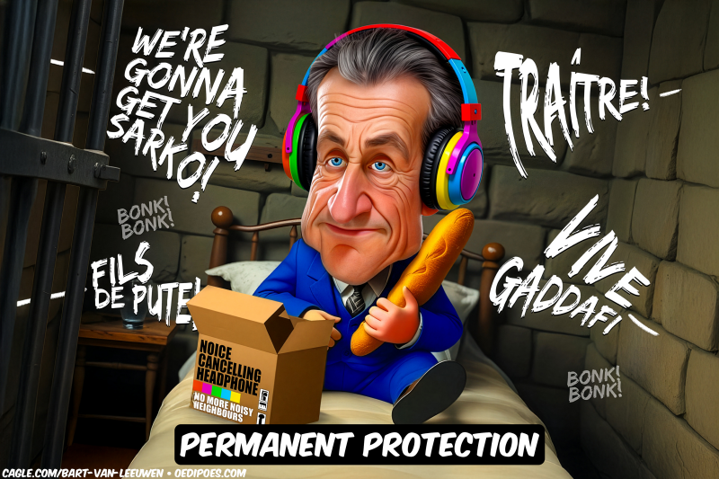Sarkozy Noice Canceling Headphone prison | Michael de Adder | Comics ...